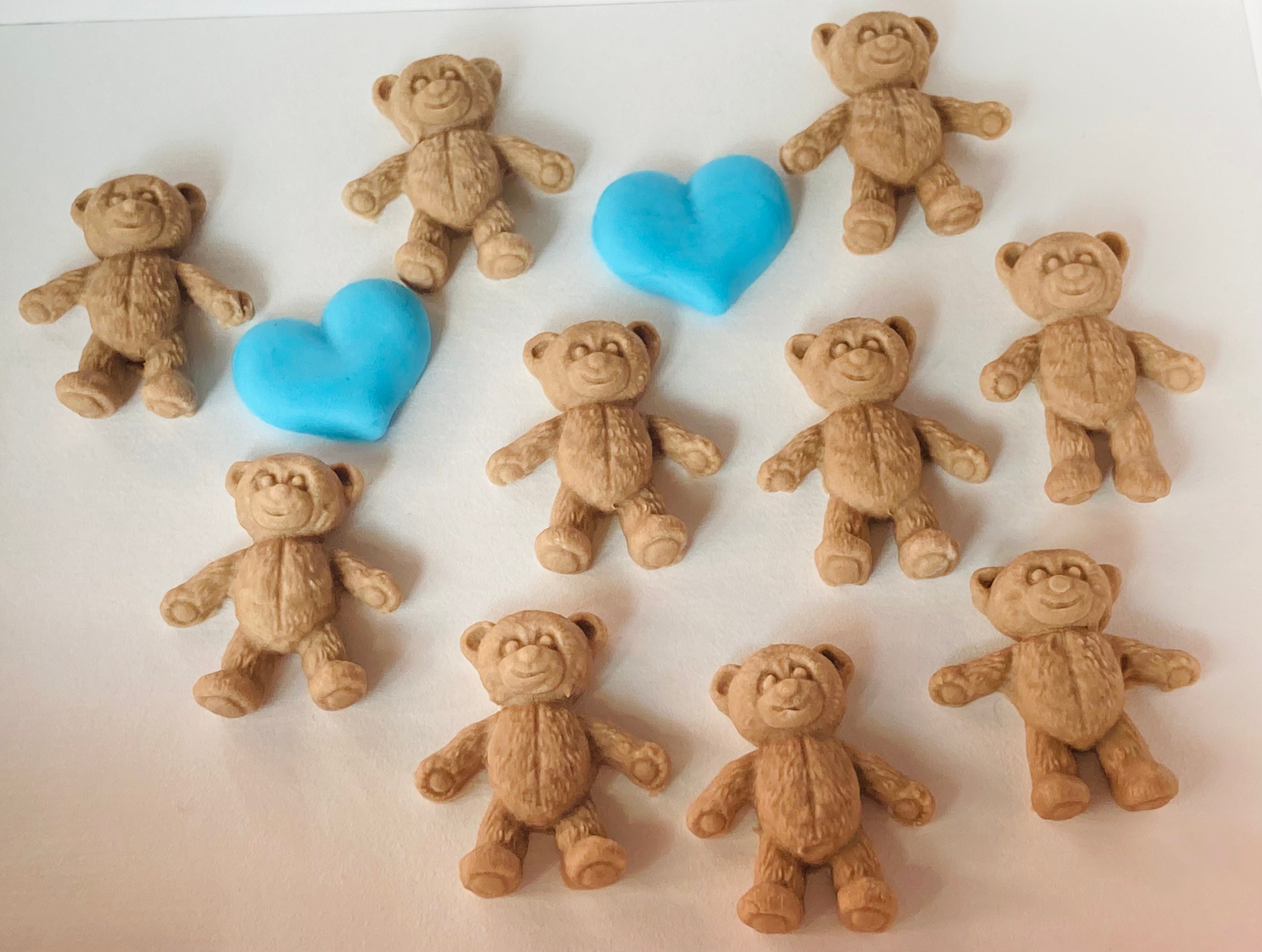 Edible Topper 10x TEDDY BEAR and Heart Sugarpaste Light Brown - Etsy UK