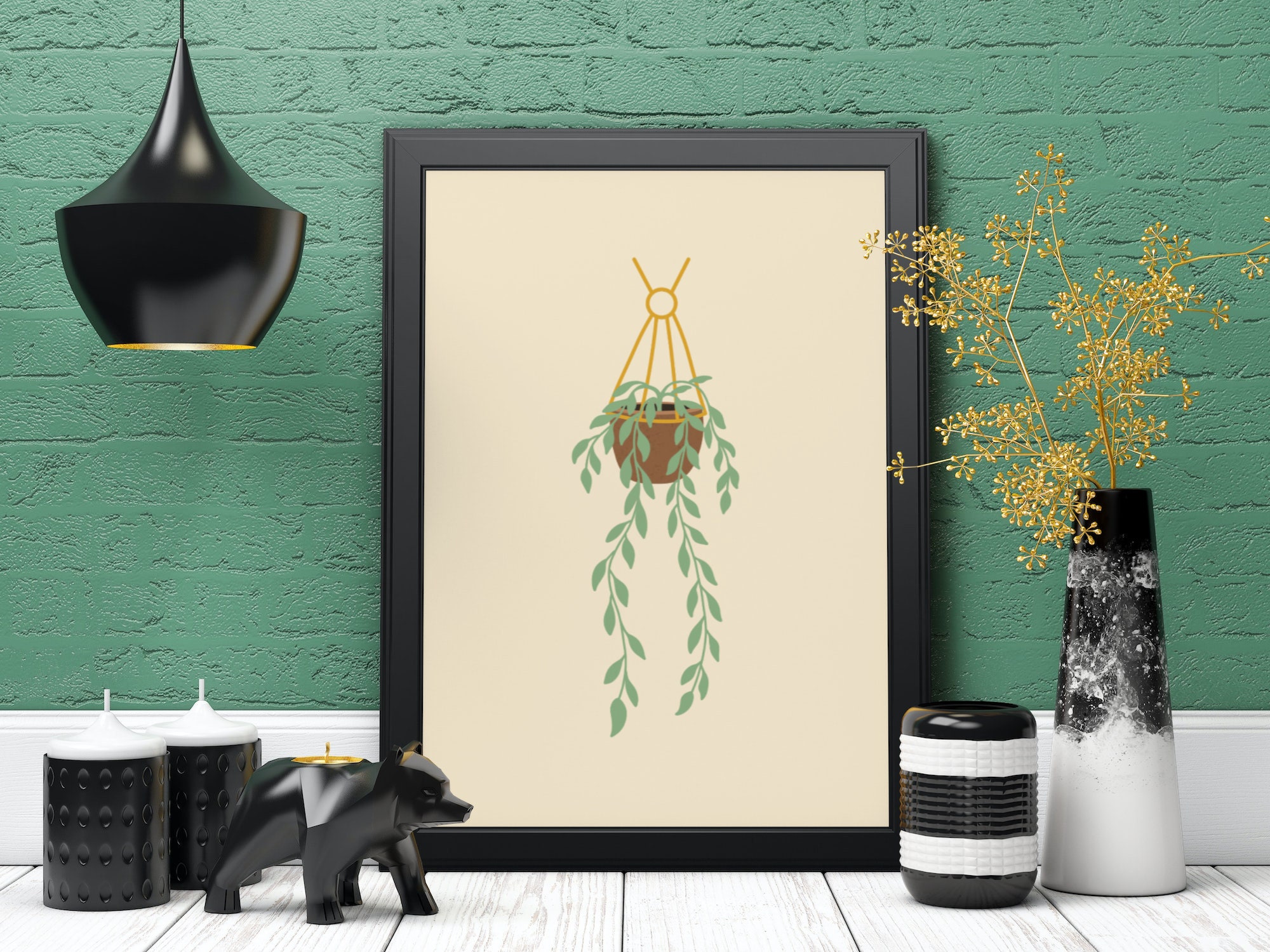 Hanging Plant A4 Print for Frame, Digital Download Hanging Plant Print ...