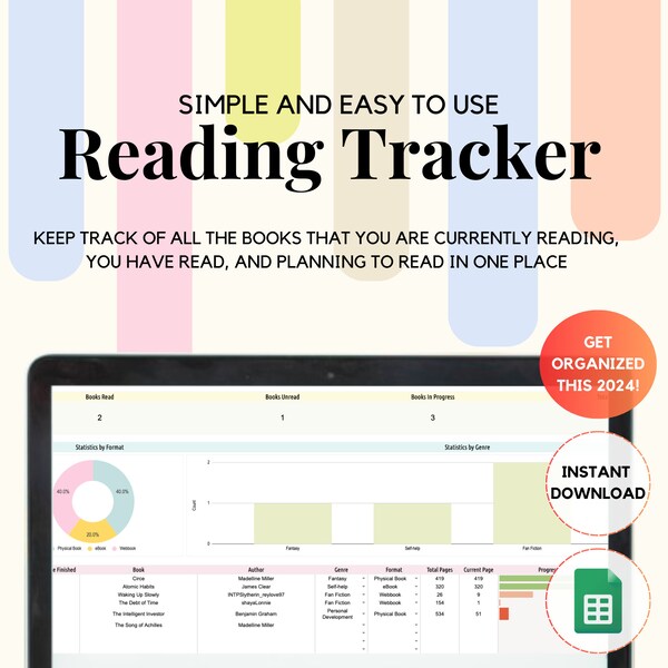 Reading Spreadsheet Tracker - Etsy