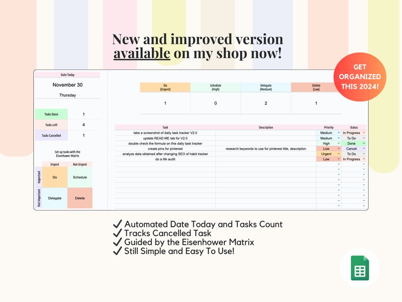 Daily Task Tracker Google Sheet, to Do List Spreadsheet, Task ...