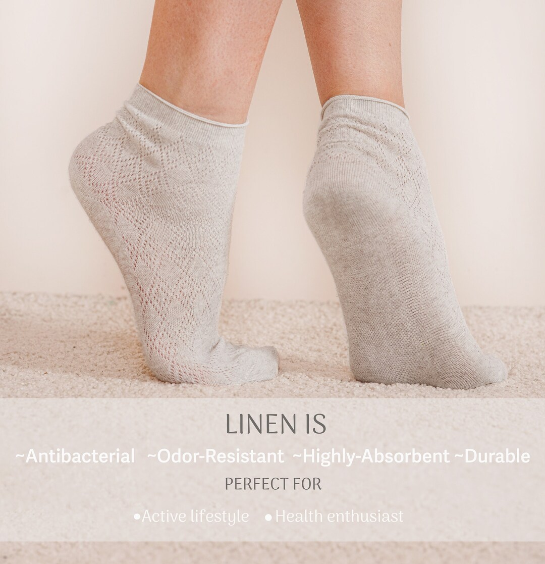 Linen Socks Women Set of 2 Pairs. Yoga Socks, Ankle Socks, Vegan Socks ...