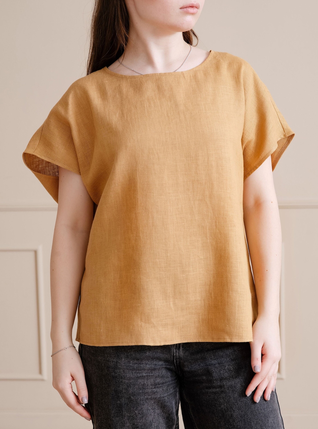 Linen Top for Women. Short Sleeve Linen Top. Linen Simple Top. Linen T ...