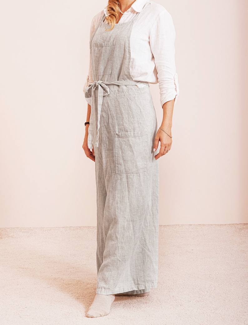 Linen Pottery Apron Split Leg | Womens Apron With Pockets | Mens Apron ...