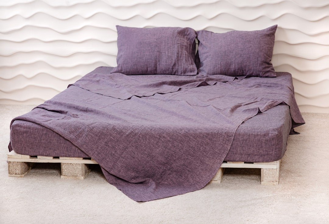 Queen Size Linen Sheet Set in Various Colors - Linen Bedding, Bedding ...