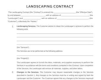 Simple Landscaping Contract Template, EDITABLE WORD File, Best Contract ...