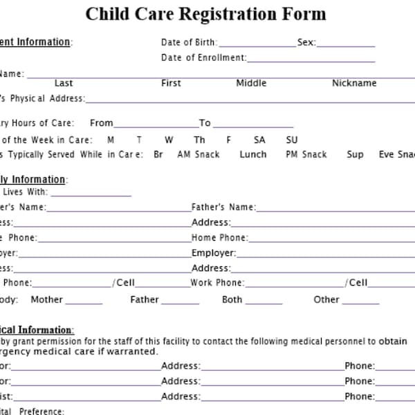 Printable Child Pickup Form, Authorized Pickup Template, Edit in Word ...