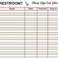 12-style Bathroom Sign-out Sheet for Classrooms – Printable & Easy to ...
