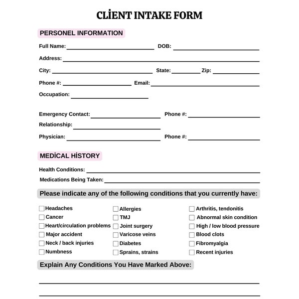 Tax Client Intake Form - Etsy