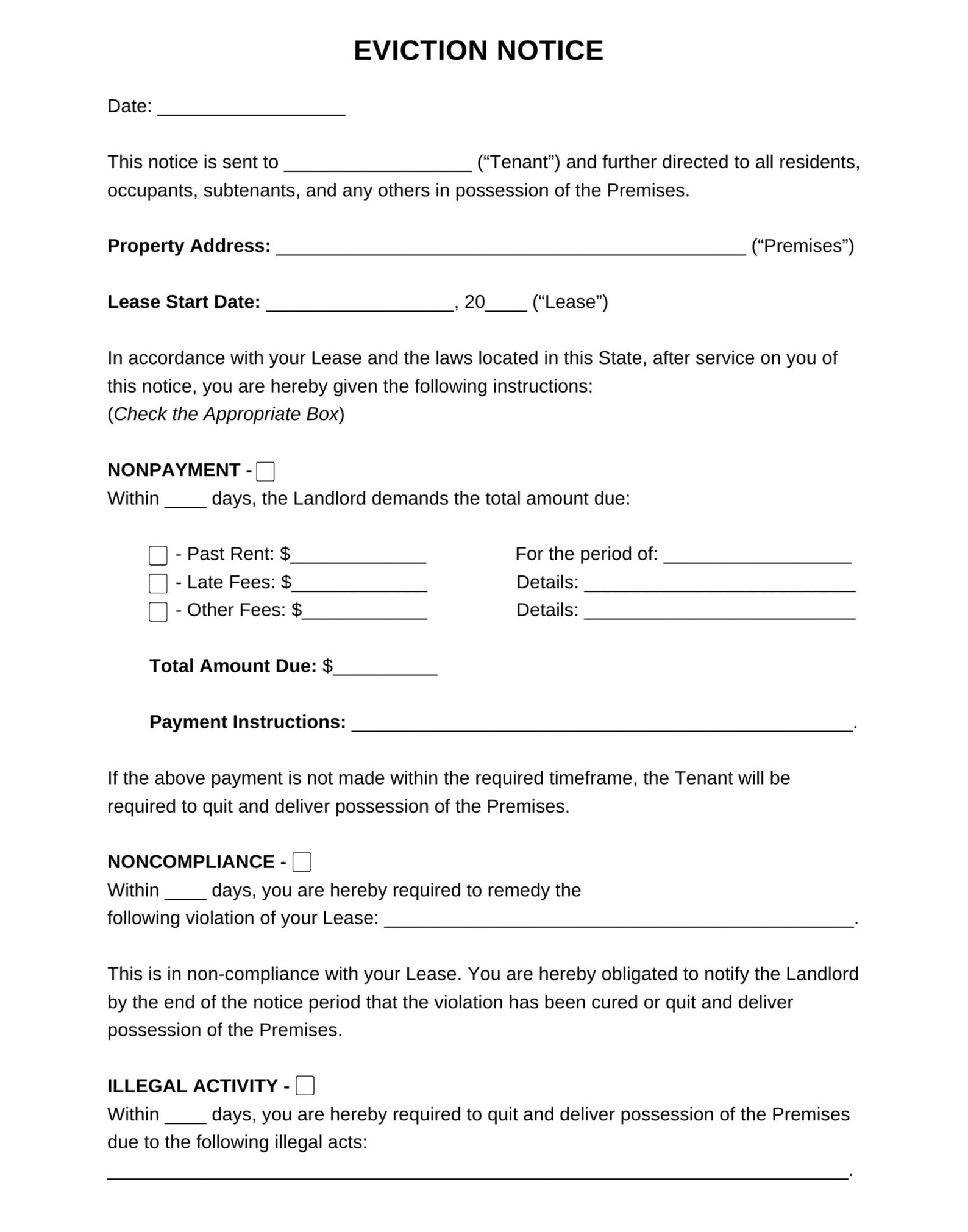 Printable Eviction Notice, Editable in Canva Notice to Vacate by ...