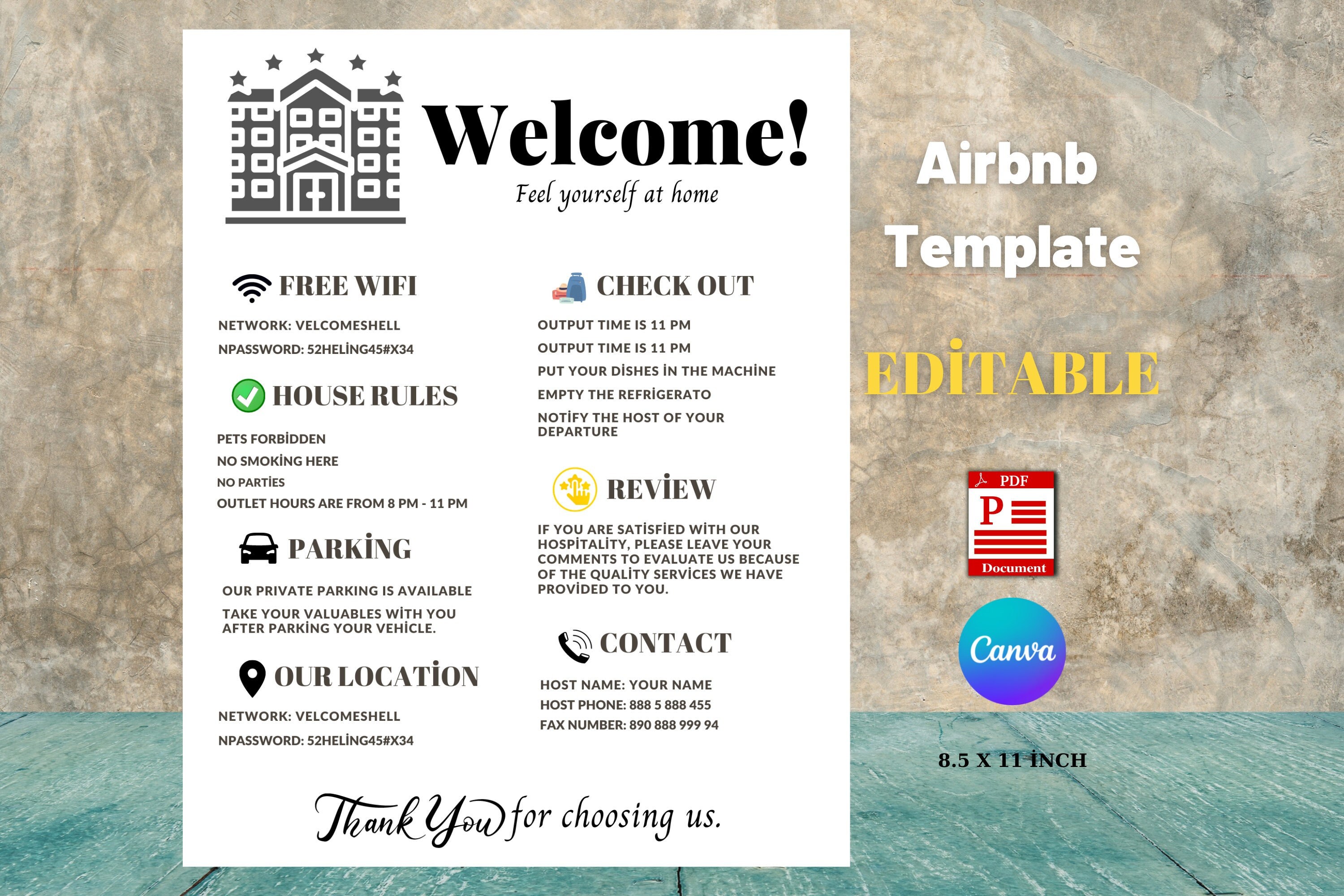 Airbnb Welcome Cottage Rental Template Printable Guest - Etsy