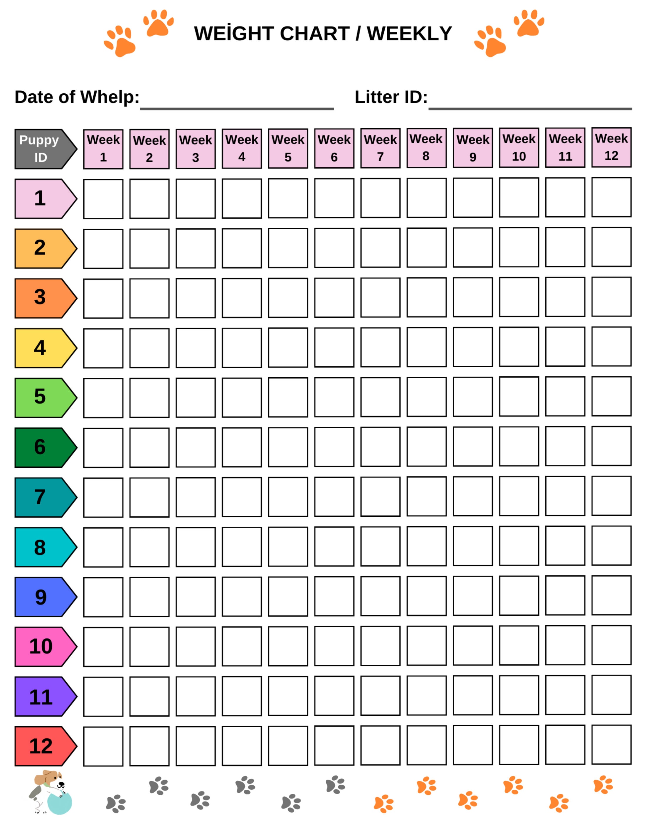Printable Puppy Whelping Charts: Breeder Record Keeping (canva Editable ...