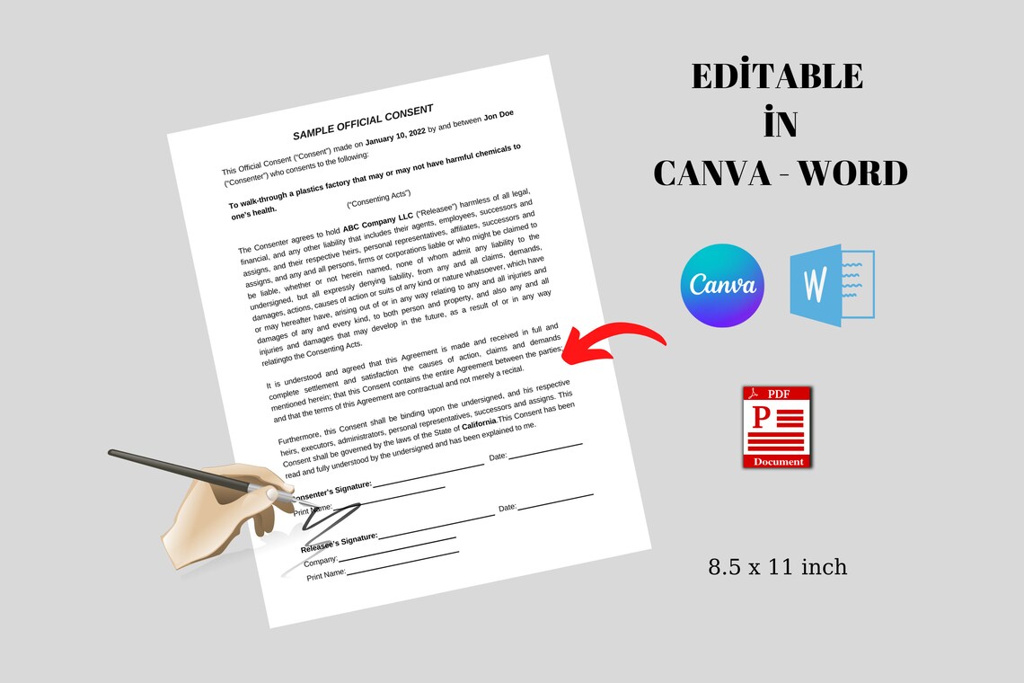 Customer Consent Form, Editable in Canva and Microsoft Word Official ...
