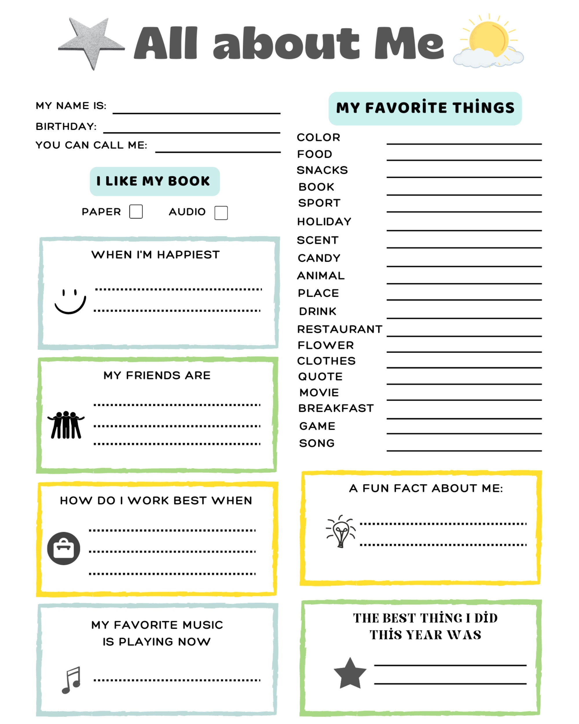 All About Me Template, Coworker Questions Printable - Etsy
