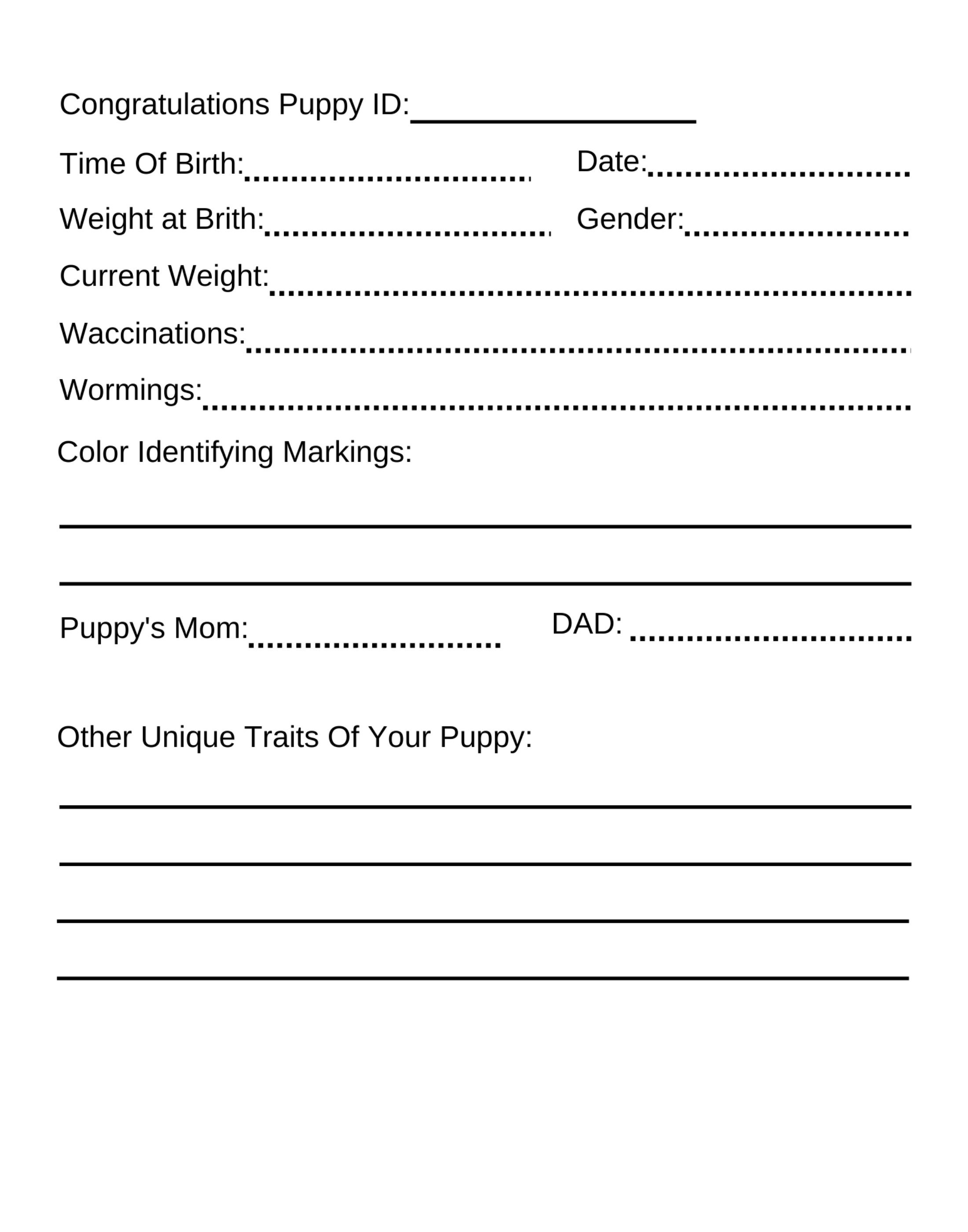 Printable Puppy Whelping Charts: Breeder Record Keeping (canva Editable ...