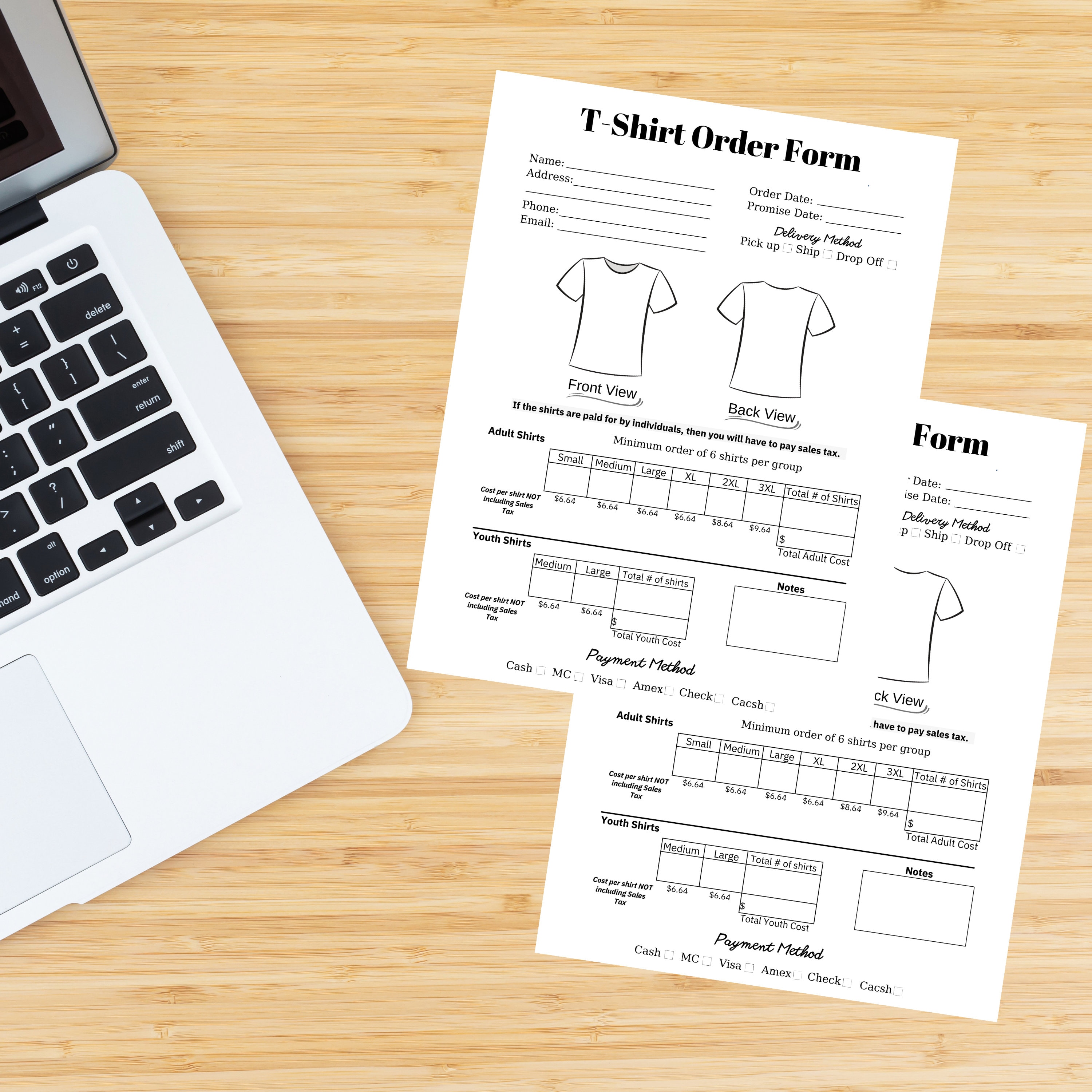 T-shirt Order Form Template: Editable Canva Design (printable PDF) - Etsy