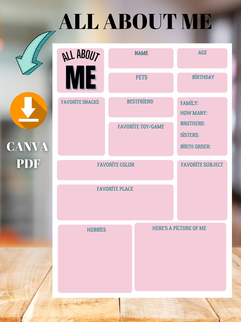 All About Me Template Colleague Questions Edit as PDF Print - Etsy