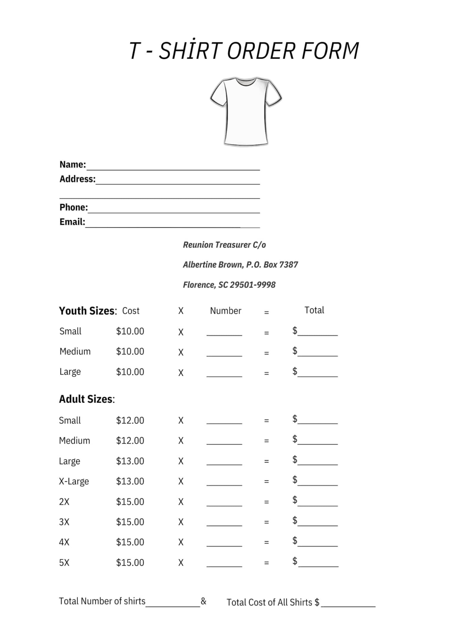 T-shirt Order Form Template: Minimalist, Editable (word, Canva PDF) - Etsy