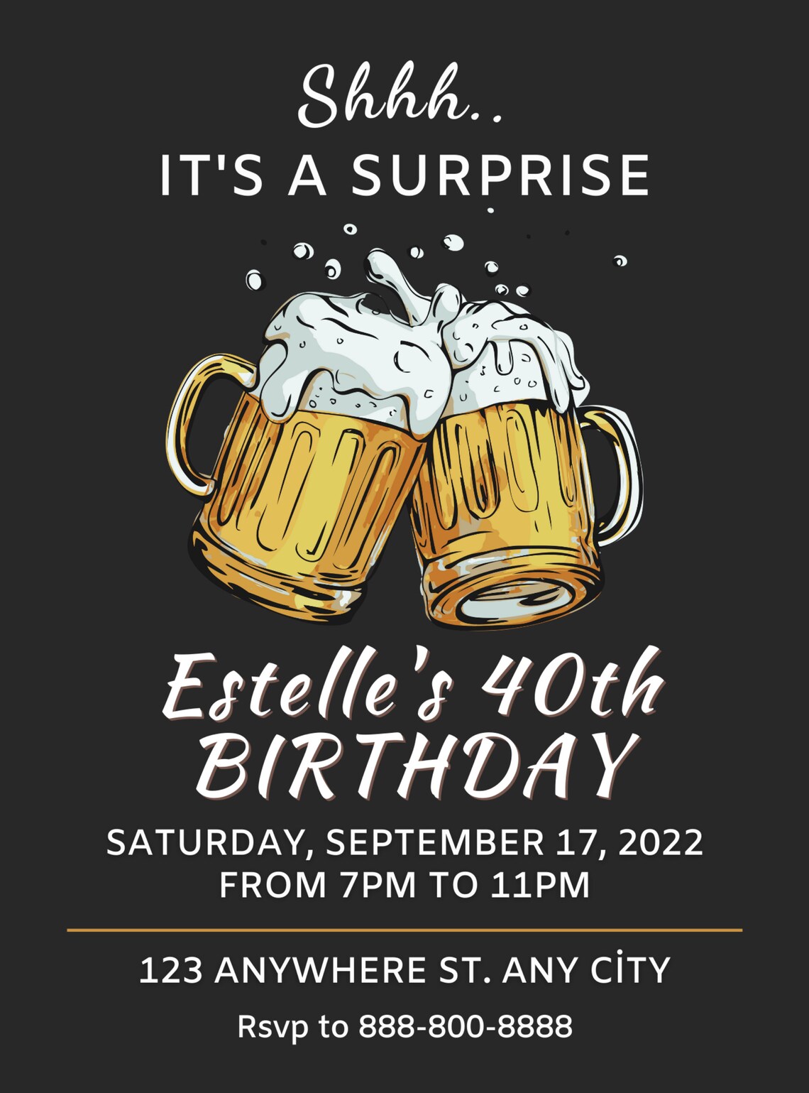 Printable Beer Surprise Birthday Party Invitation Adult - Etsy