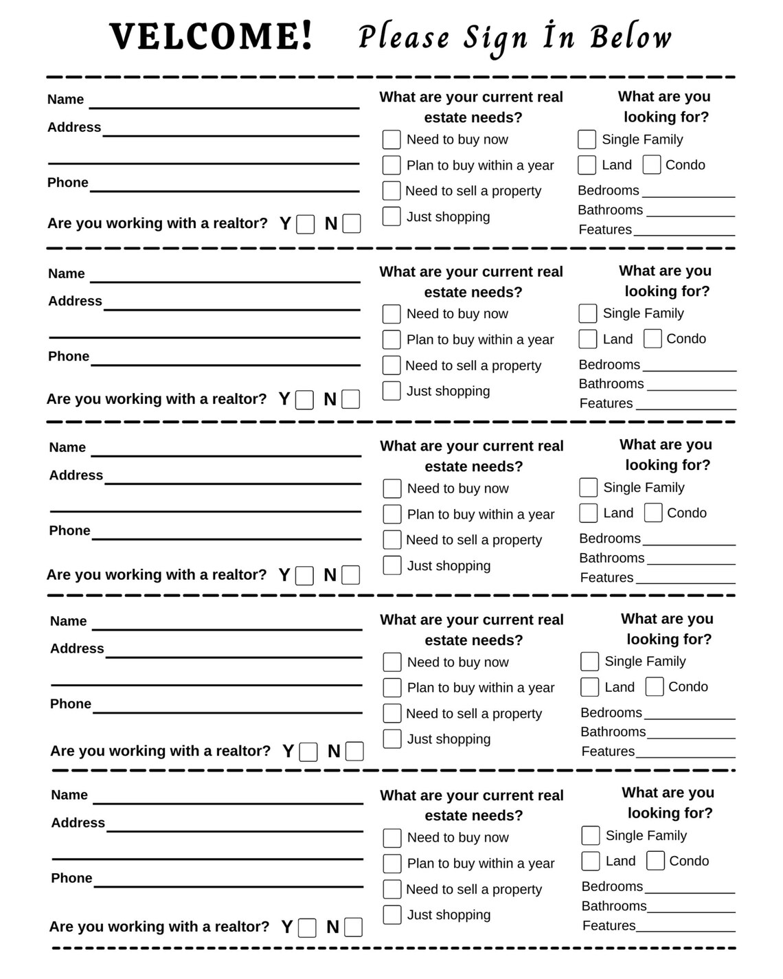 Open House Sign-in Sheet, Printable Open House Sign in Template - Etsy