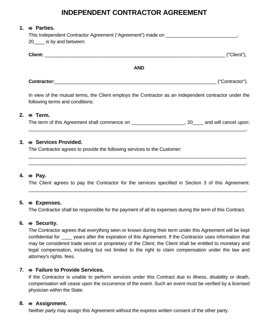 Printable Independent Contractor Agreement, Editable in Canva ...