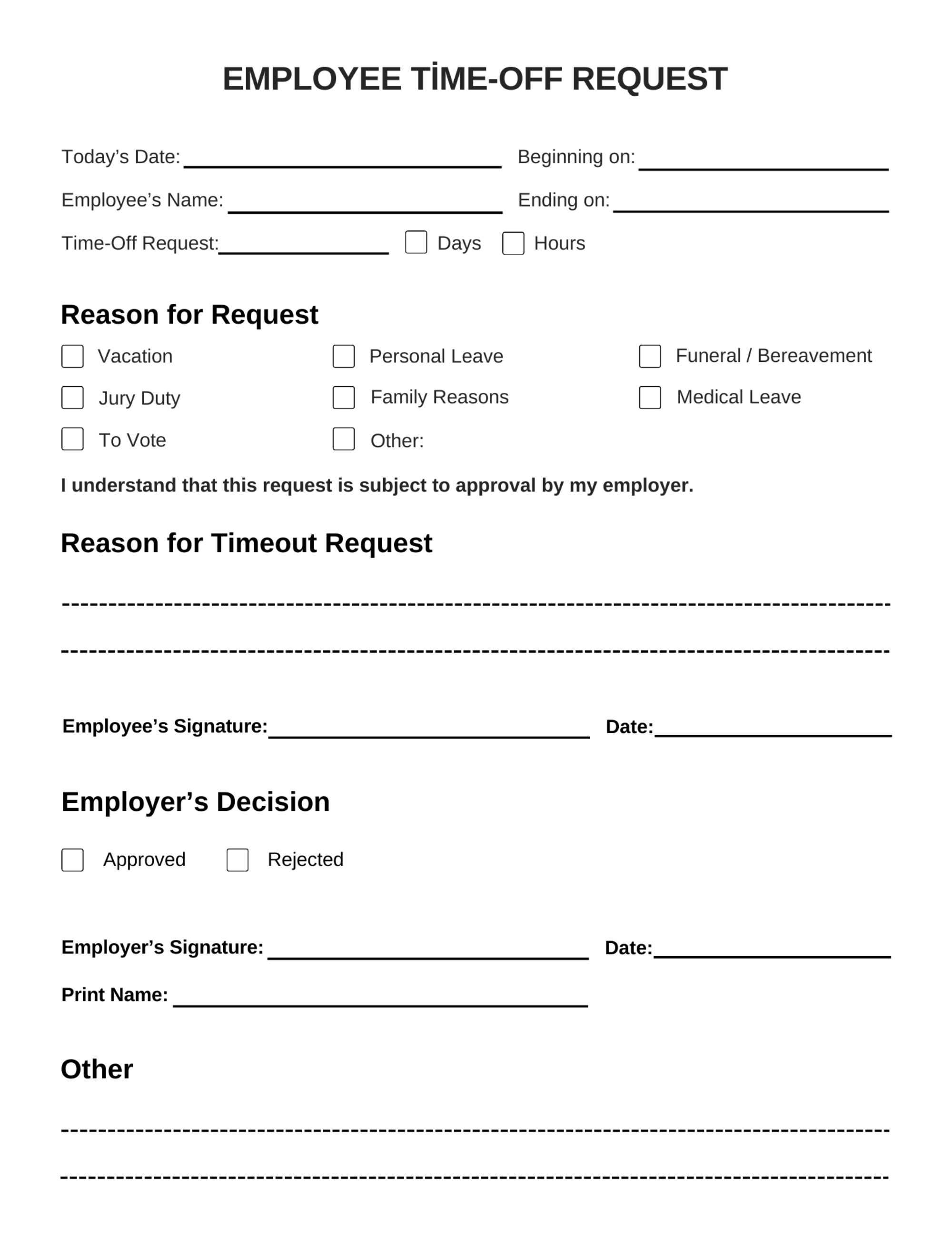 Printable Employee Time-off Request Template, Editable Vacation Request ... Printable Employee Time-off Request Template, Editable Vacation Request ...
