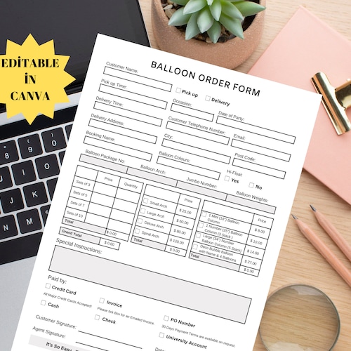 DIY Balloon Business Printable Contract Template Business - Etsy