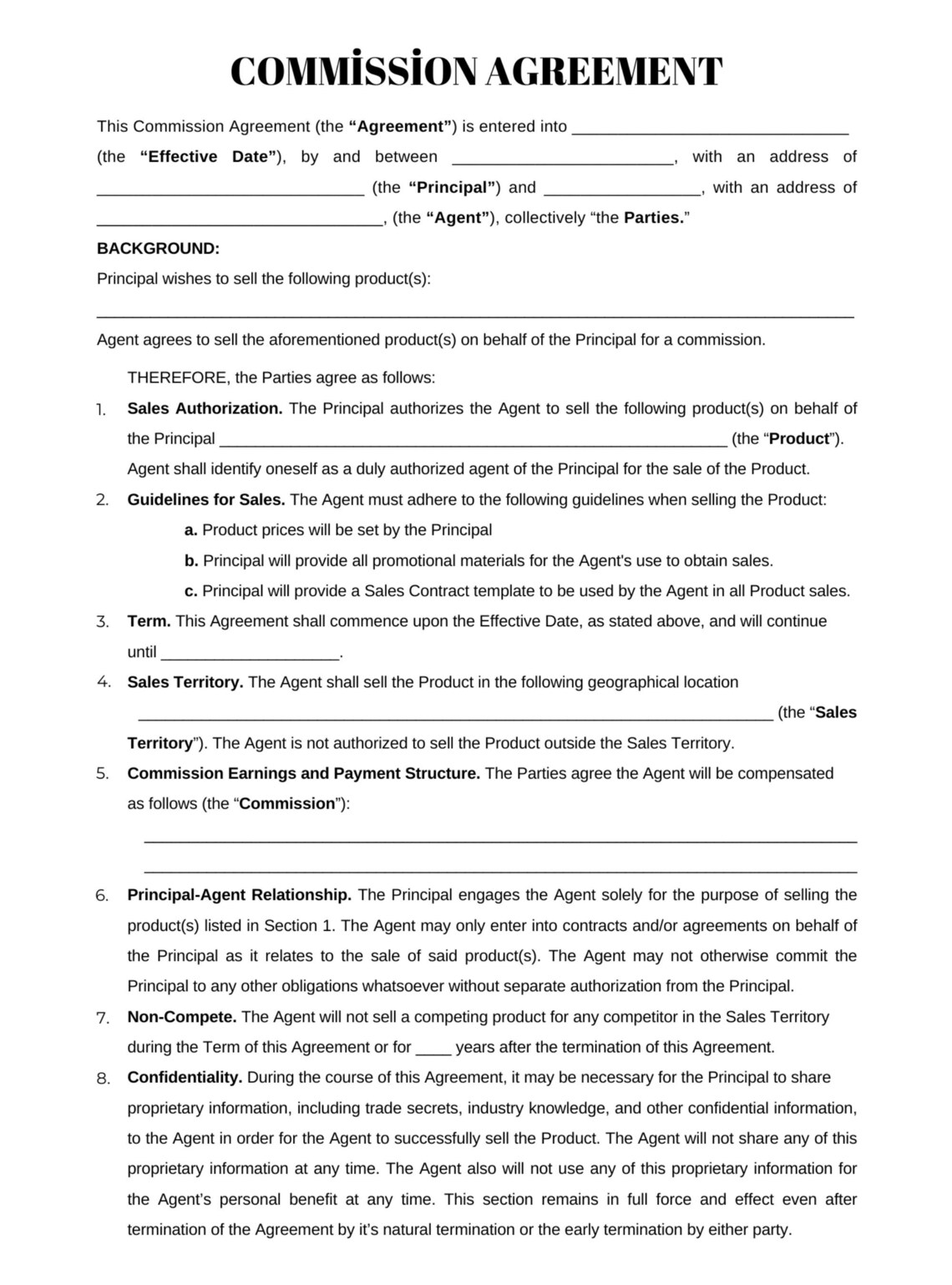 Commission Agreement Template: Bonus & Sales, Employee Contract (canva ...