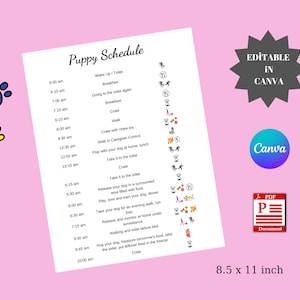 Customizable Puppy Schedule, Printable Daily New Dog Routine, Digital ...