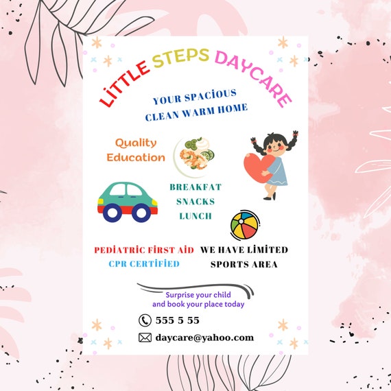 Printable Childcare Flyer Form Babysitting Daycare Poster - Etsy