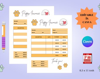 Puppy Invoice - Etsy UK