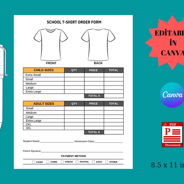 School Shirt Order Form - Etsy