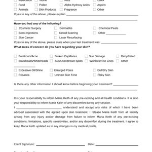 Printable Facial Consultation Form: Client Intake, Editable in Canva ...