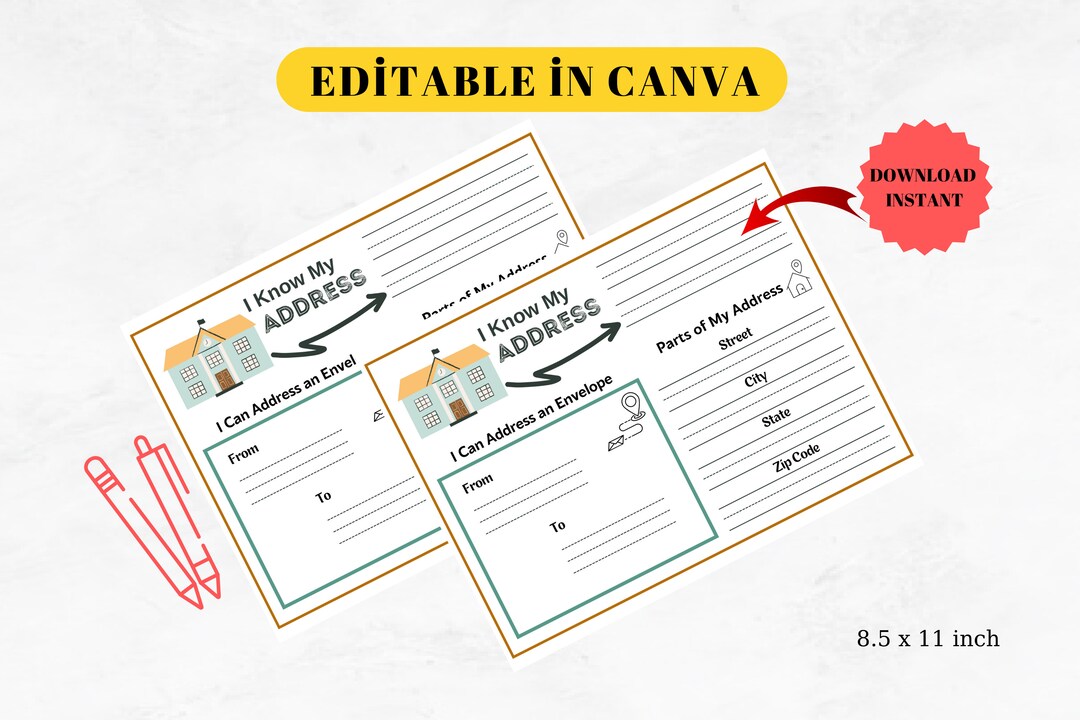 Address Kids Activity Printable, Address Practice Homeschool Editable ...