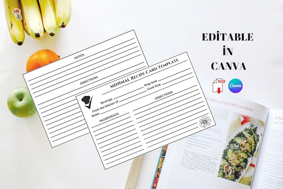 Printable Minimal Recipe Card Template Simple Recipe Card - Etsy