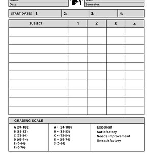 Printable Homeschool Report Card: Simple Gray & White Template (PDF) - Etsy