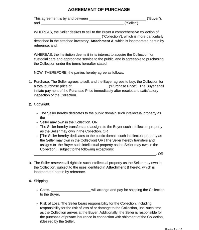 Printable Purchase Agreement, Purchase Contract Digital Download - Etsy