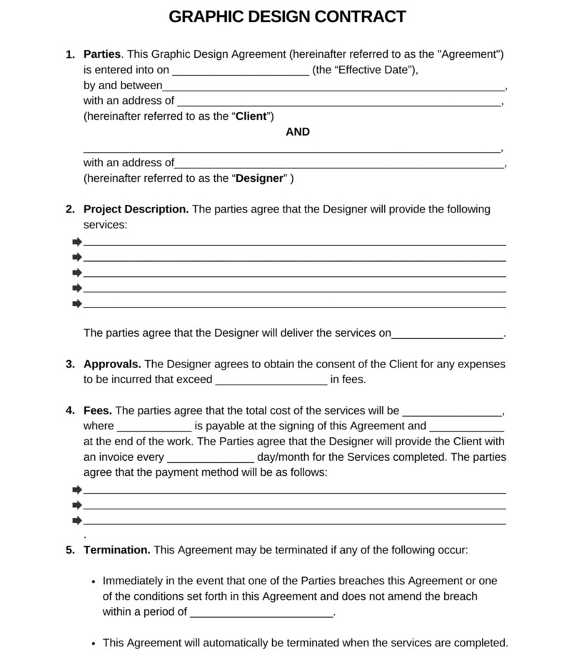 Printable Graphic Design Contract: Editable Agreement (canva Template ...