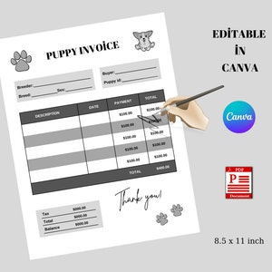Printable Breeder Puppy Invoice, Selling A Puppy - Etsy