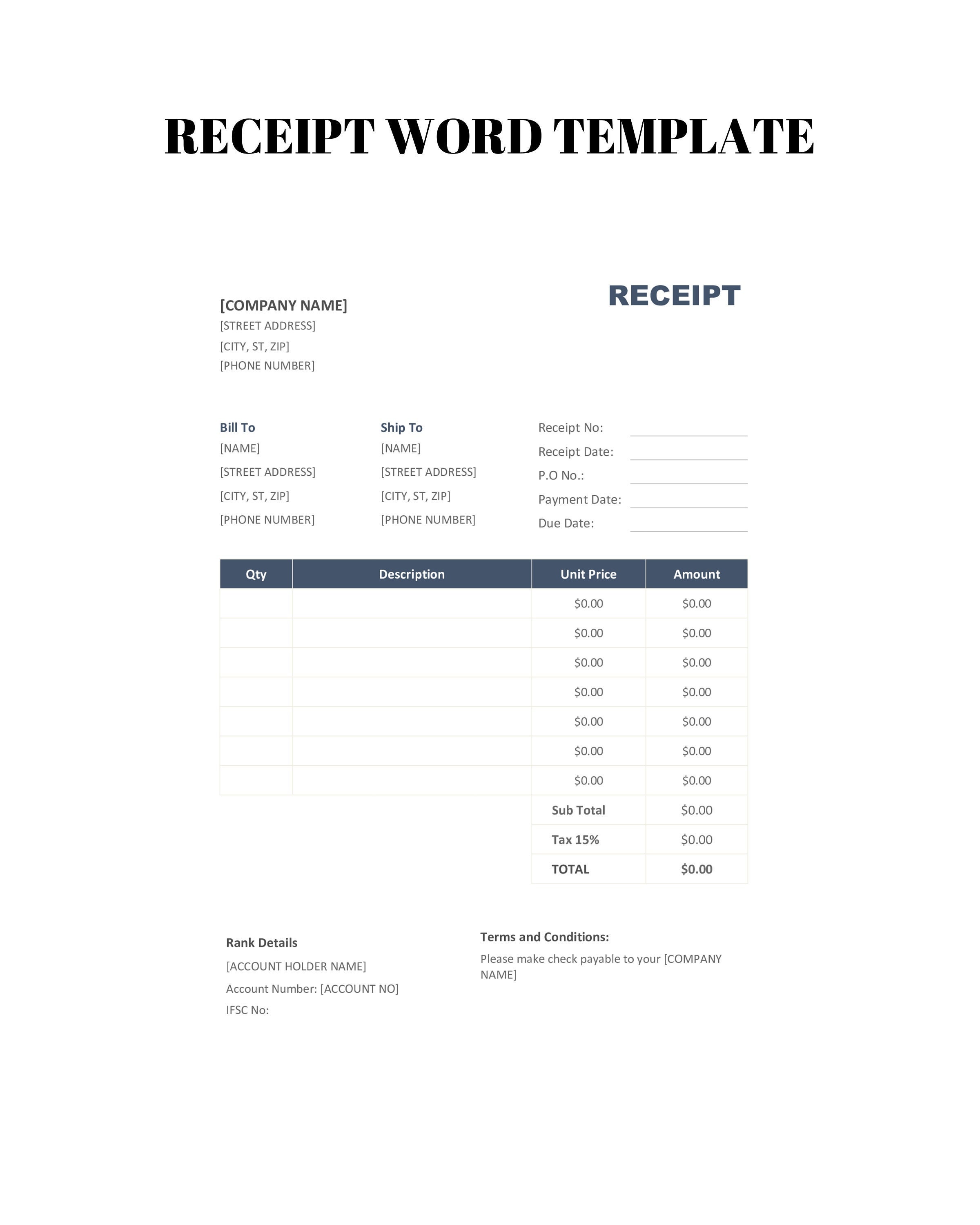 Plantilla de recibo imprimible, Recibo comercial, Recibo de cliente ...