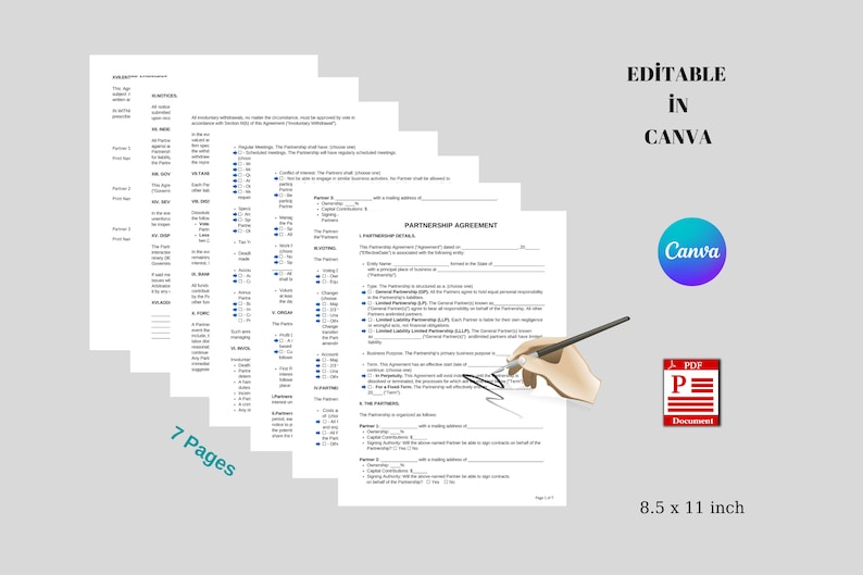 Printable Partnership Agreement Template, PDF Digital Download - Etsy