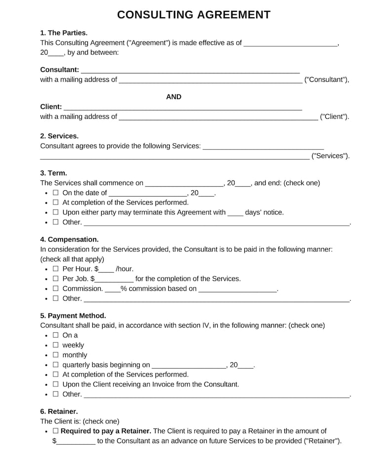 Editable Consulting Agreement Template: 6-page Service Contract ...