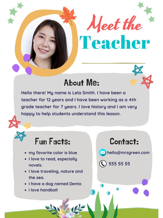 Meet the Teacher Template Get to Know Your Teacher Edit on - Etsy Australia