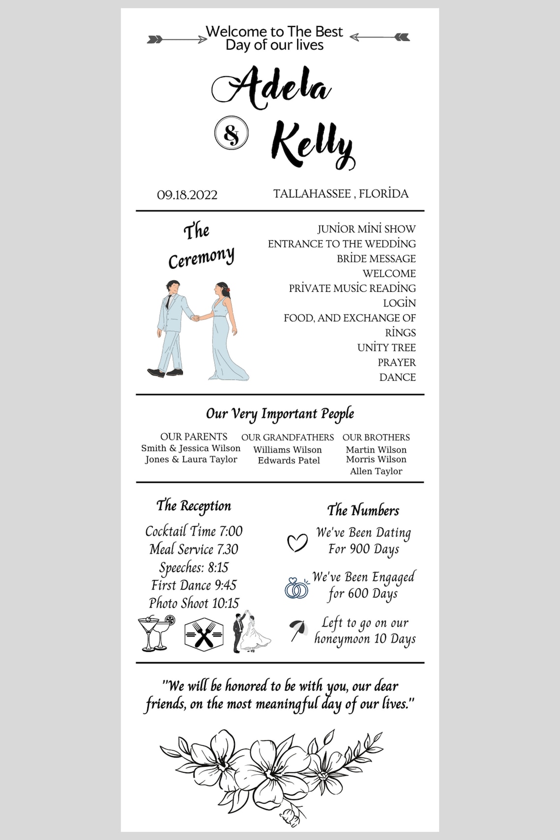 Printable Infographic Wedding Program Template Fun Wedding - Etsy
