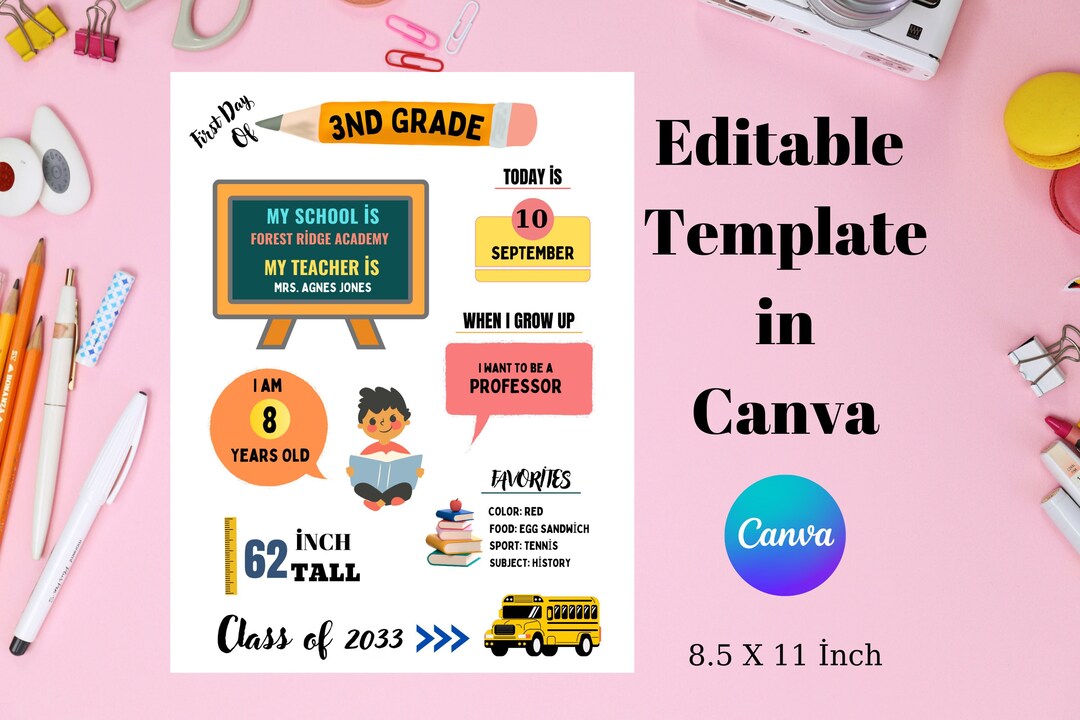 First Day of School Sign, Editable First or Last Day of School Sign ...