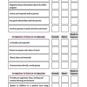 Daycare Staff Evaluation, Editable on CANVA Child Care Center Employee ...