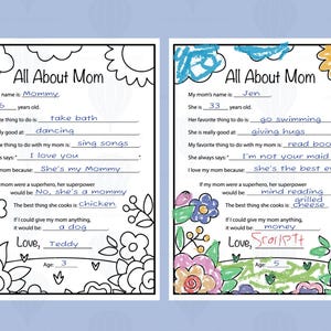 Printable Mother’s Day Questionnaire for Kids – All About Mom Gift ...