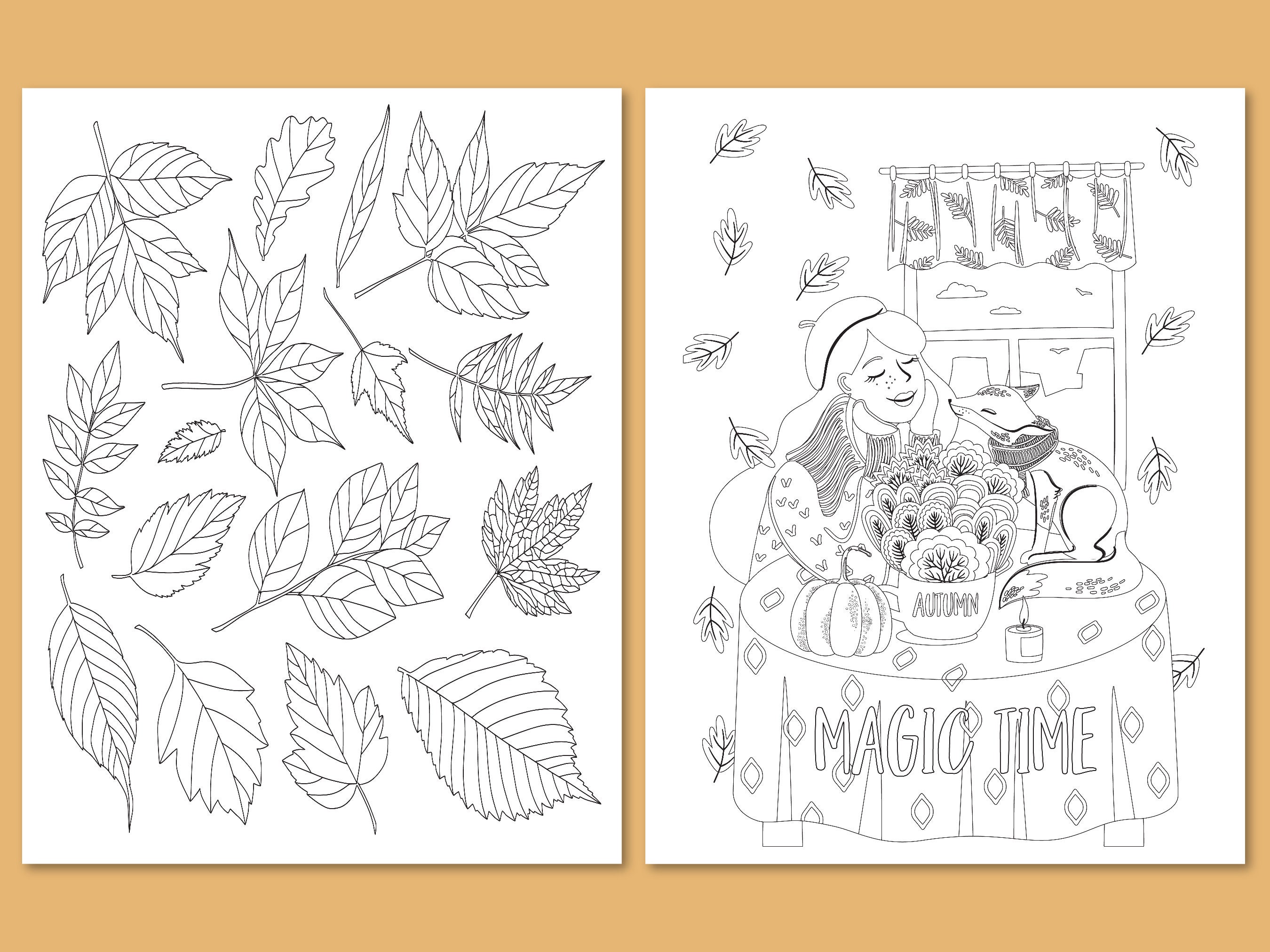 Fall / Autumn Printable Coloring Page Bundle - Etsy
