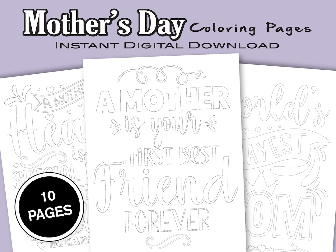 Mother's Day Quotes Coloring Page Bundle - Print at Home - Mother’s Day ...