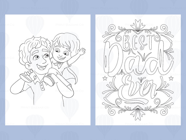 Father's Day Coloring Page Bundle - Print at Home - Etsy