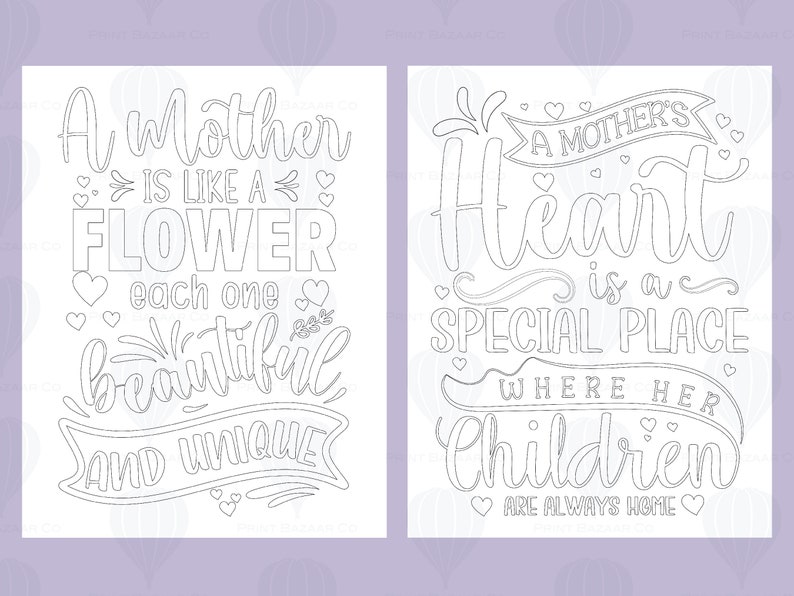Mother's Day Quotes Coloring Page Bundle - Print at Home - Mother’s Day ...